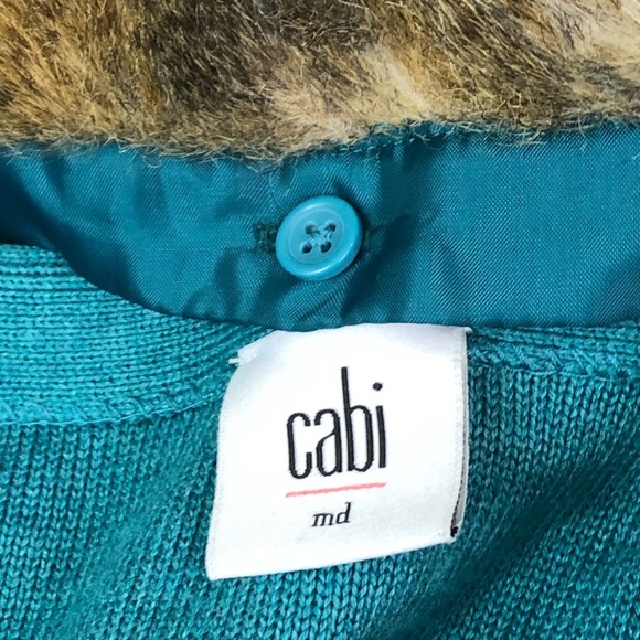 CAbi | Sweaters | Cabi Tearoom Button Cardigan Faux Fur Collar M | Poshmark